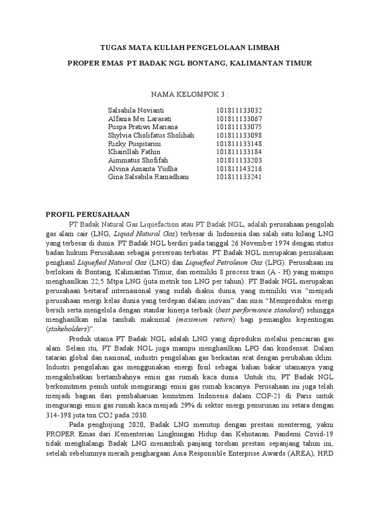 Kelompok 3 - PT Badak NGL | PDF