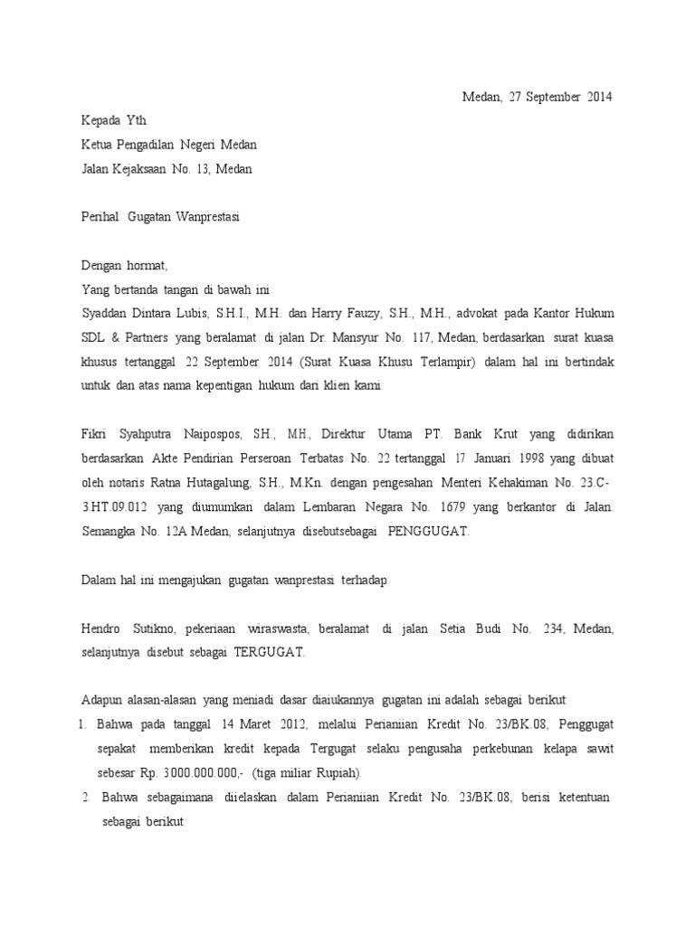 Contoh Surat Gugatan | PDF