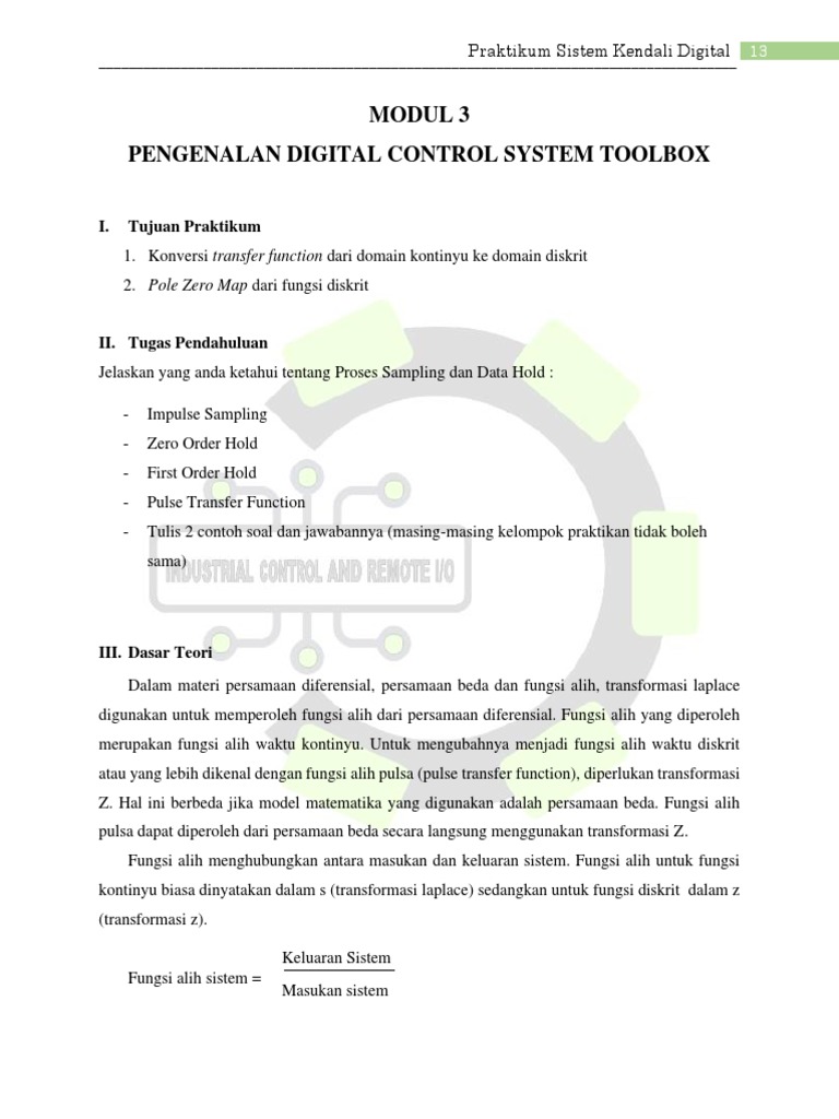 Modul 3 PENGENALAN DIGITAL CONTROL SYSTEM TOOLBOX | PDF