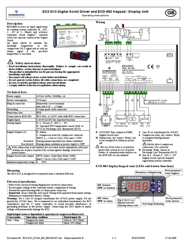 EC3-D13 Alco controller για digital scroll | PDF | Relay | Power Supply