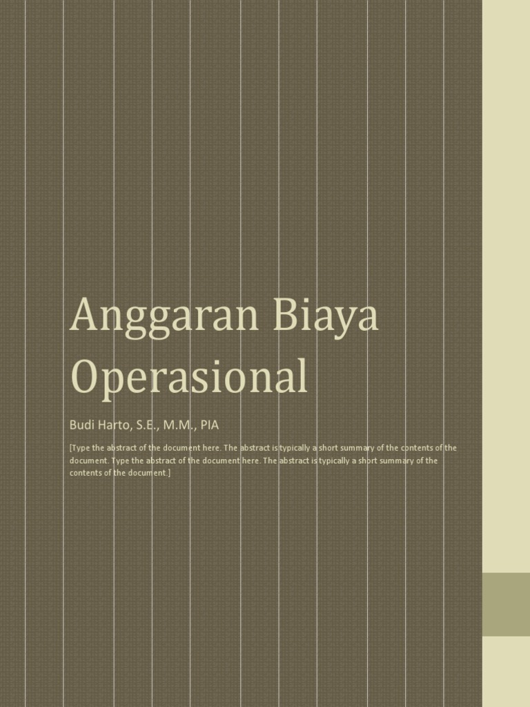 Anggaran Biaya Operasional Perusahaan | PDF | Karier & Perkembangan ...