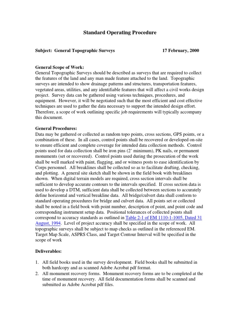 Standard Operating Procedure: Subject: General Topographic Surveys 17 ...