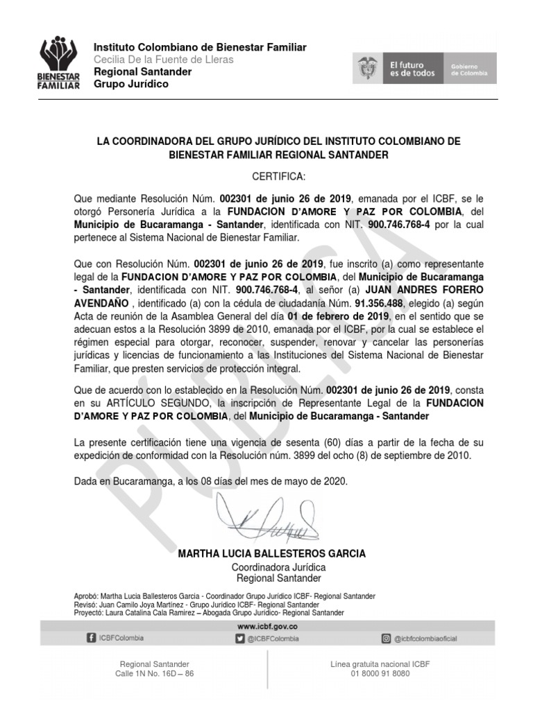 Icbf Certifica | PDF | Colombia | Justicia