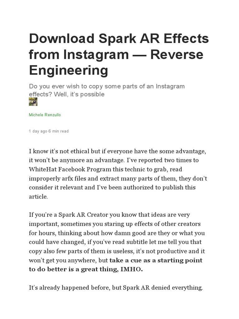 Spark AR Effects From Instagram | PDF | Java (Programming Language ...