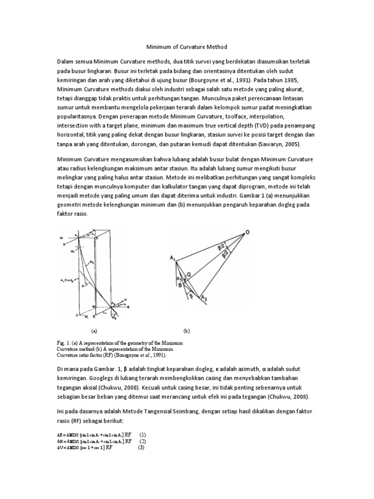 Minimum Of Curvature Method Pdf