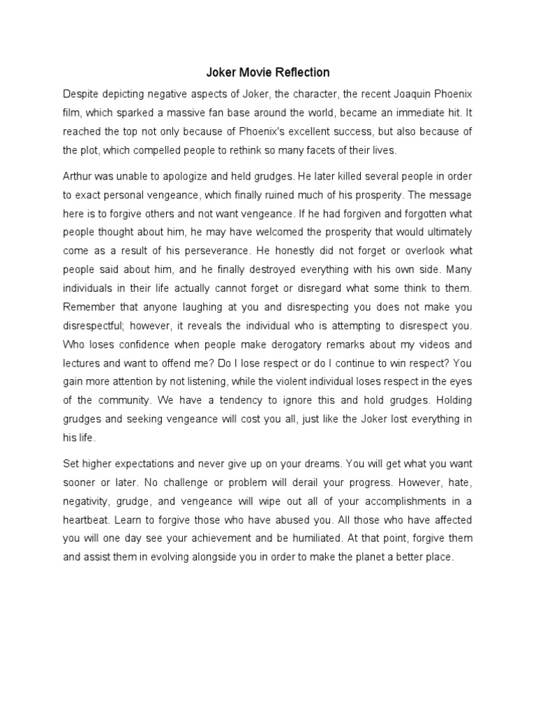 Joker Movie Reflection | PDF