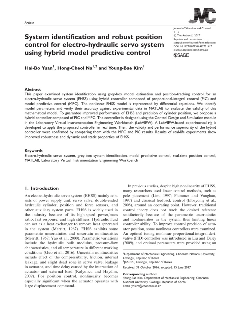 System Identification and Robust Position Control For Electro Hydraulic Servo System Using ...
