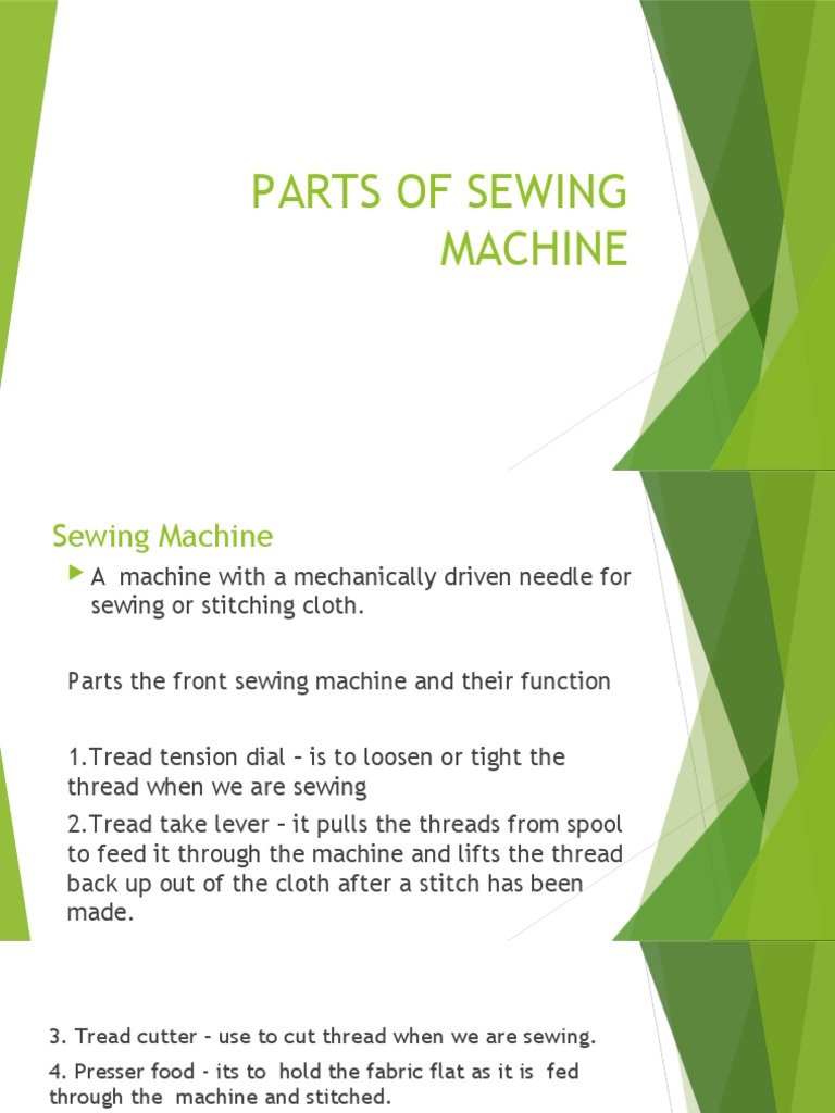 Sewing Machine Parts and Functions | PDF