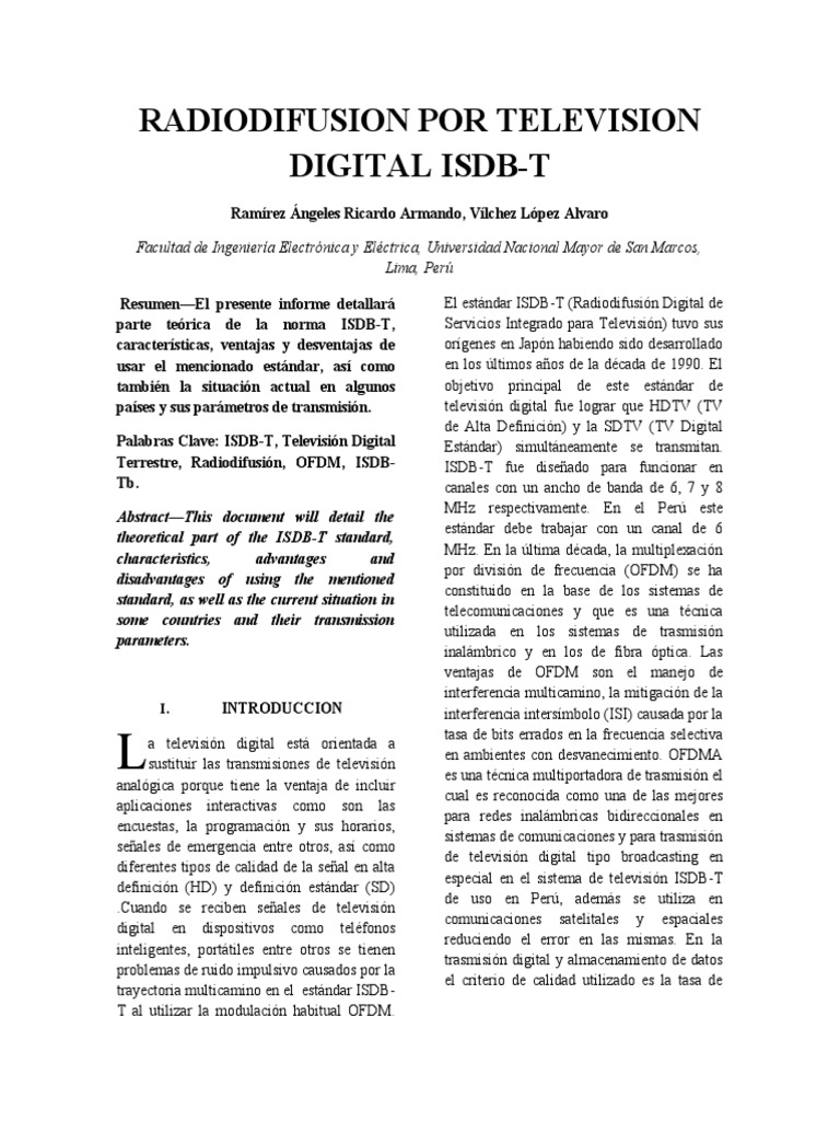 Introducción al estándar ISDB-T | PDF | Televisión | Televisión de alta ...