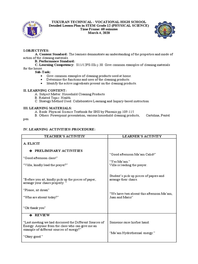 STEM Lesson Plan: Household Cleaners | PDF | Chemistry | Chemicals