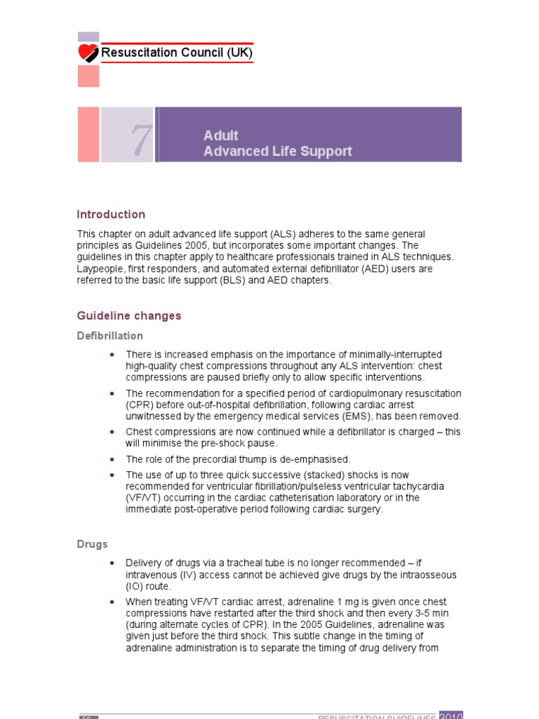 Adult Advanced Life Support | PDF | Cardiopulmonary Resuscitation ...