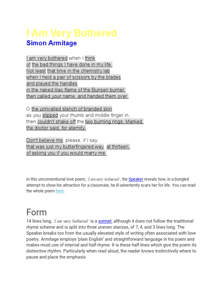 I Am Very Bothered | PDF | Poetry