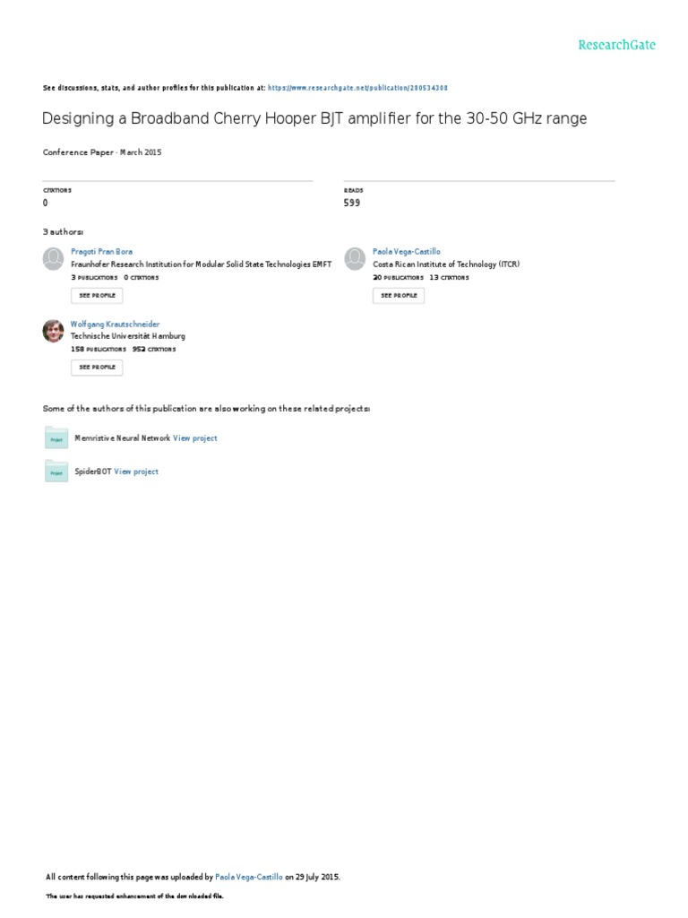 Designing A Broadband Cherry Hooper BJT Amplifier For The 30-50 GHZ ...