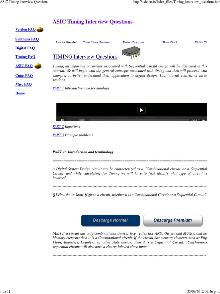 Asic Interview Questions | PDF | Logic Gate | Digital Electronics