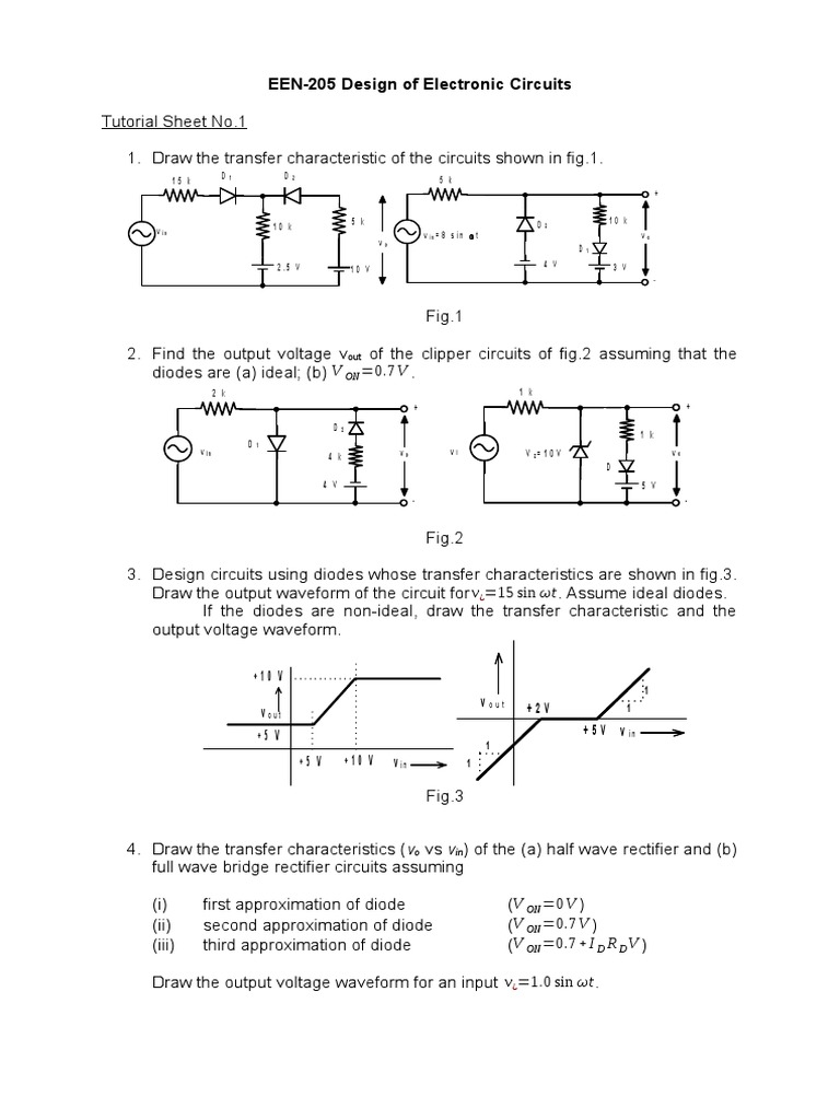 Tutorial Sheet - 1 2020 | Download Free PDF | Diode | Rectifier