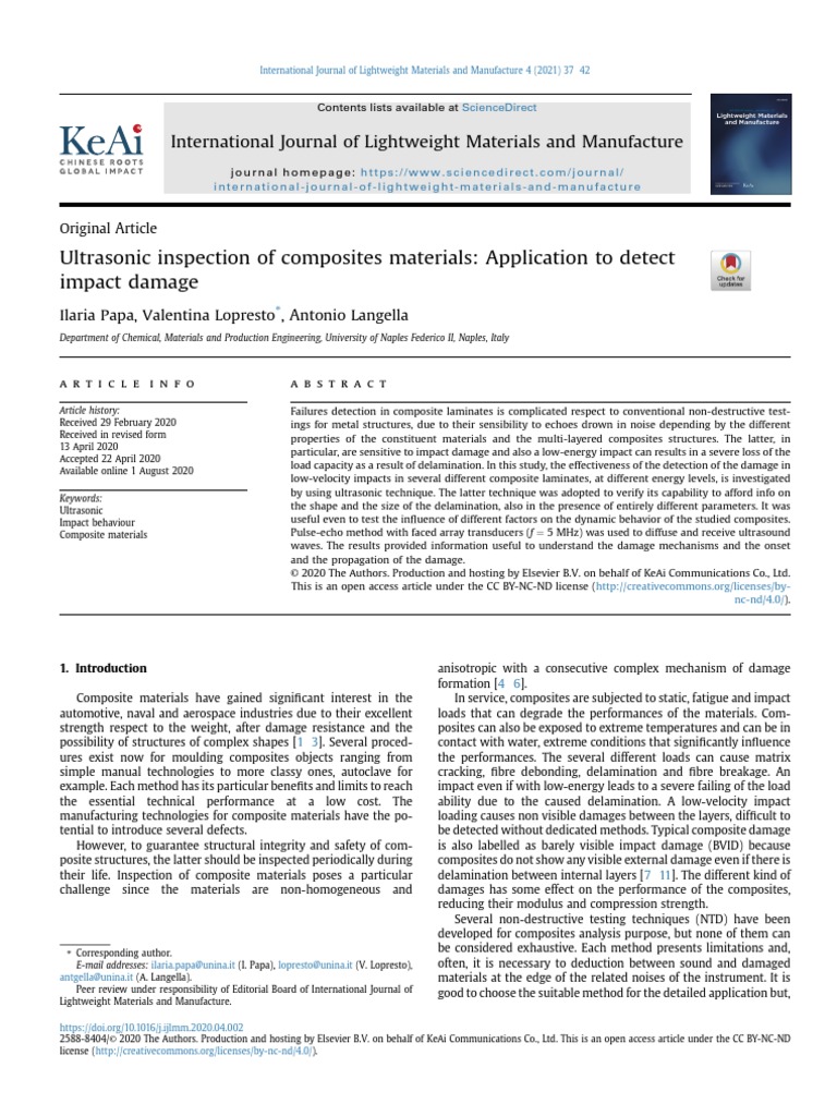 Ultrasonic Inspection of Composites Materials - Application To ...