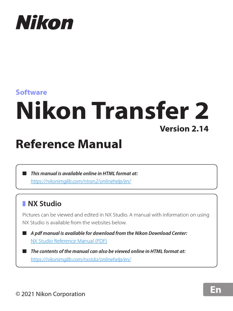 Nikon Transfer 2 v2.14 Reference Manual | PDF | Computer File | Menu (Computing)