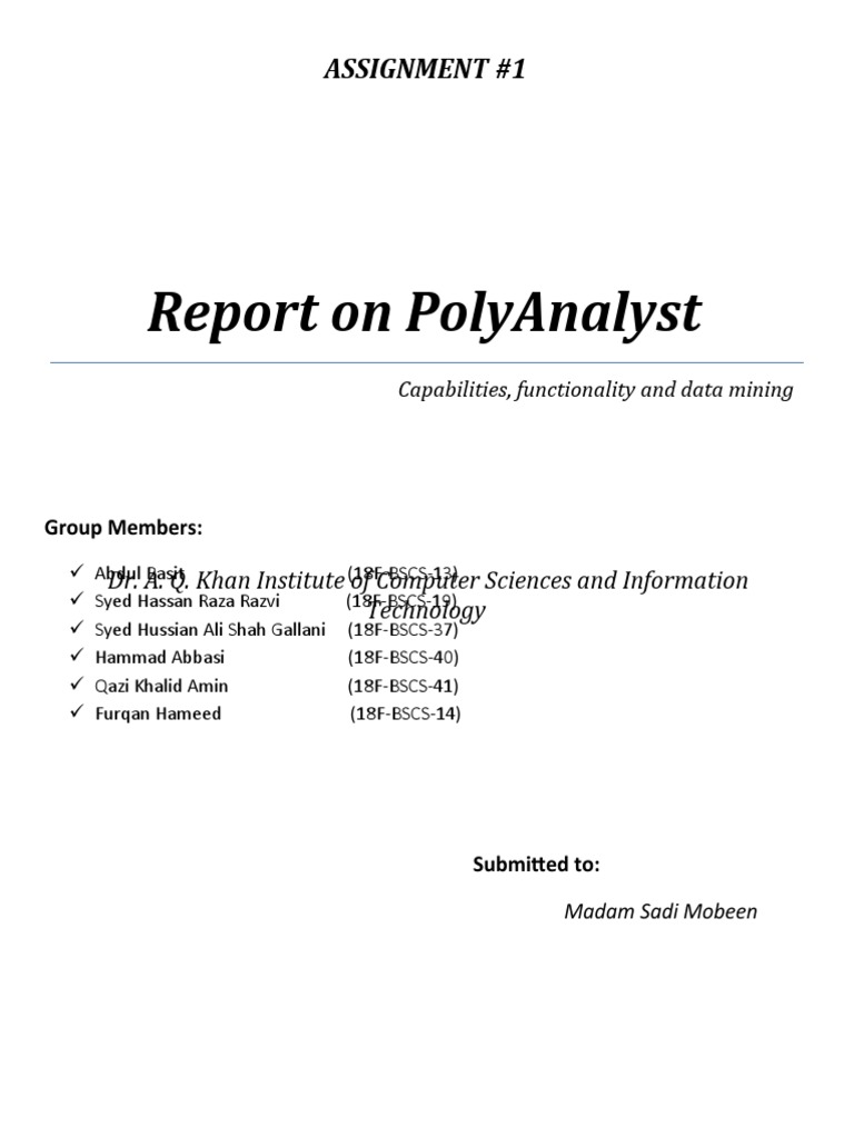Report On Polyanalyst: Assignment #1 | PDF | Machine Learning | Data Analysis