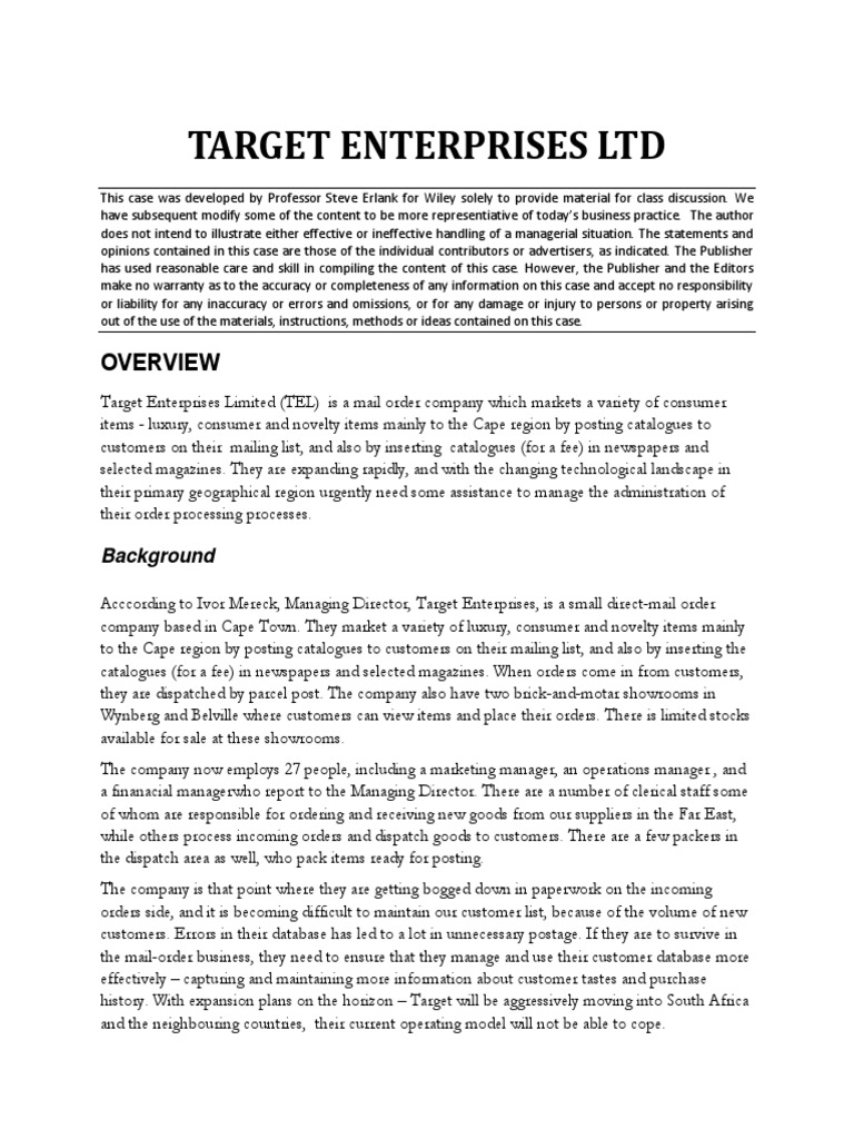 Target Enterprises | PDF | Use Case | Computing