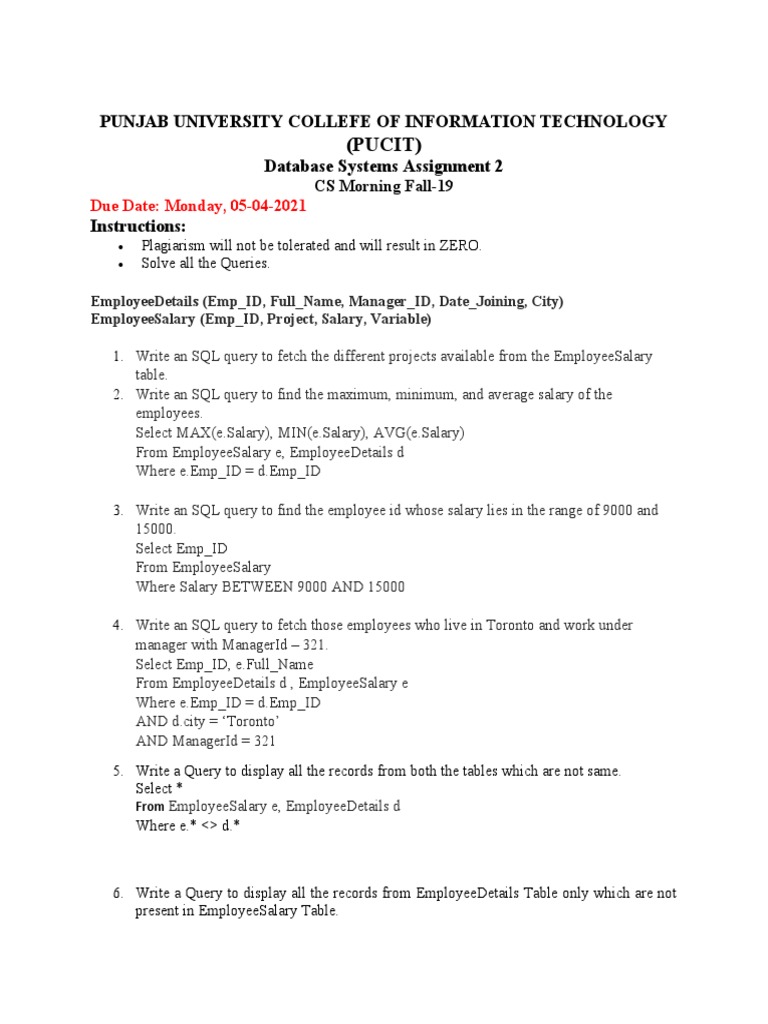 (Pucit) : Punjab University Collefe of Information Technology Database ...