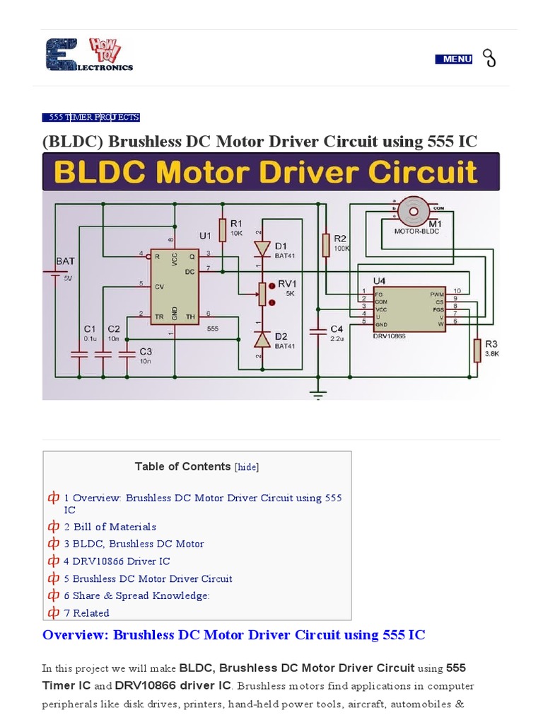 BLDC Brushless DC Motor Driver Circuit 555 | PDF | Electric Motor ...
