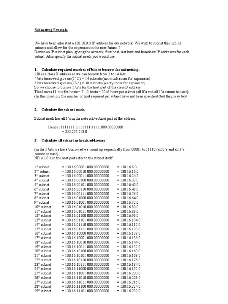 Subnetting Example1 | PDF | Ip Address | Computer Networking
