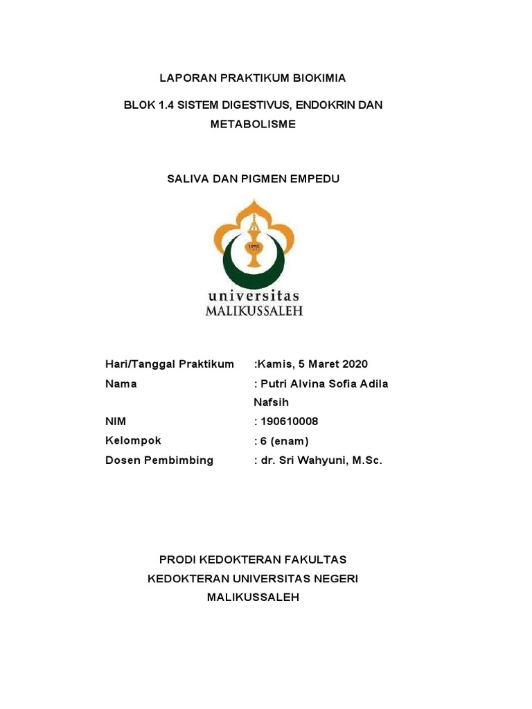 Putri Alvina Sofia Adila Nafsih - SALIVA DAN PIGMEN EMPEDU | PDF