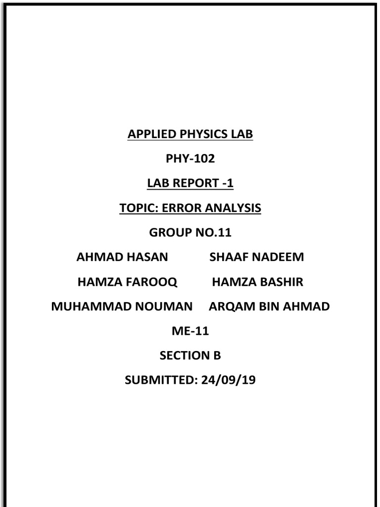 Propagation Of Uncertainty In The Measurement Of Area And Gravitational