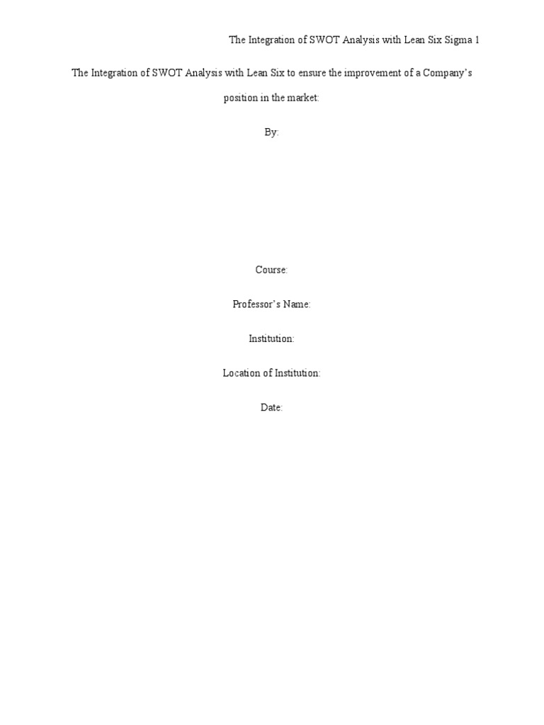 Lean Six Sigma | PDF | Swot Analysis | Six Sigma