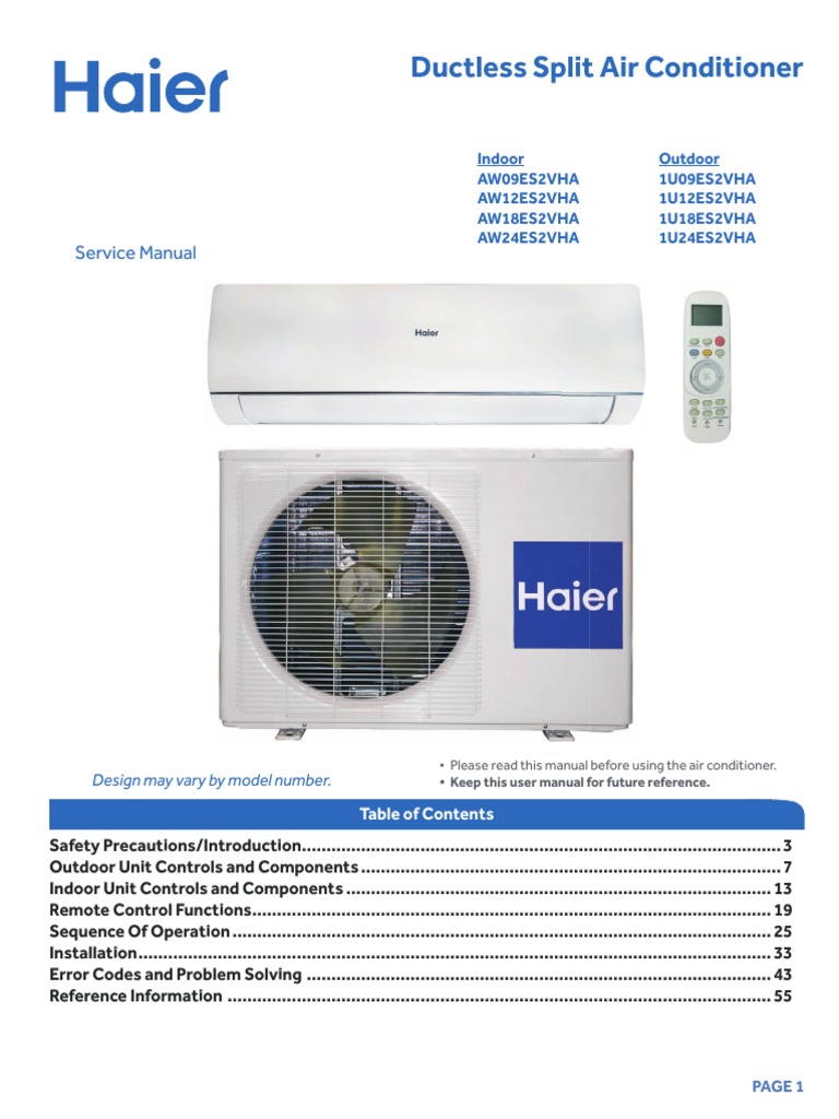 Haier Advanced Series Service Manual | PDF | Air Conditioning ...