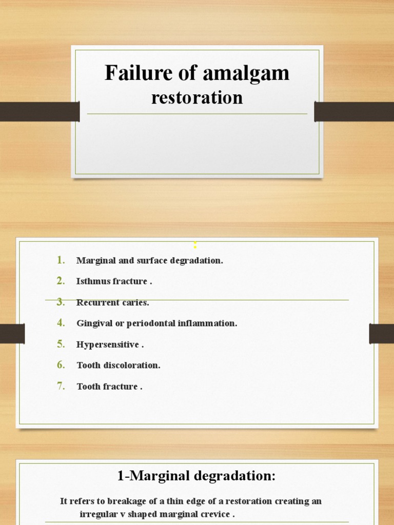 Amalgam Restoration Failures: Causes and Treatments | PDF ...