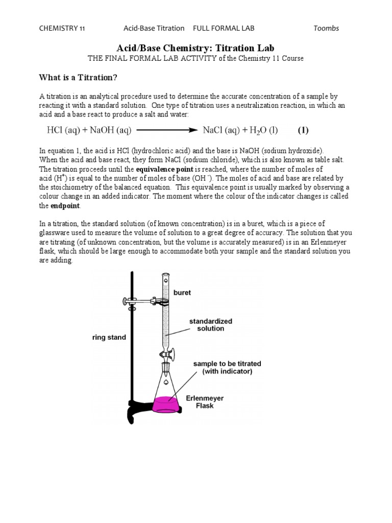 Acid-Base Titration Lab Procedure | PDF | Titration | Chemistry
