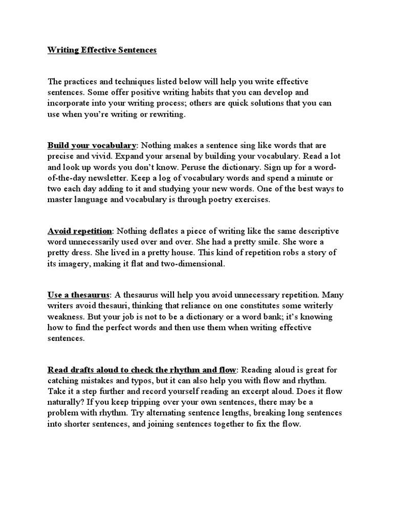 Writing Effective Sentences | PDF | Sentence (Linguistics) | Grammar