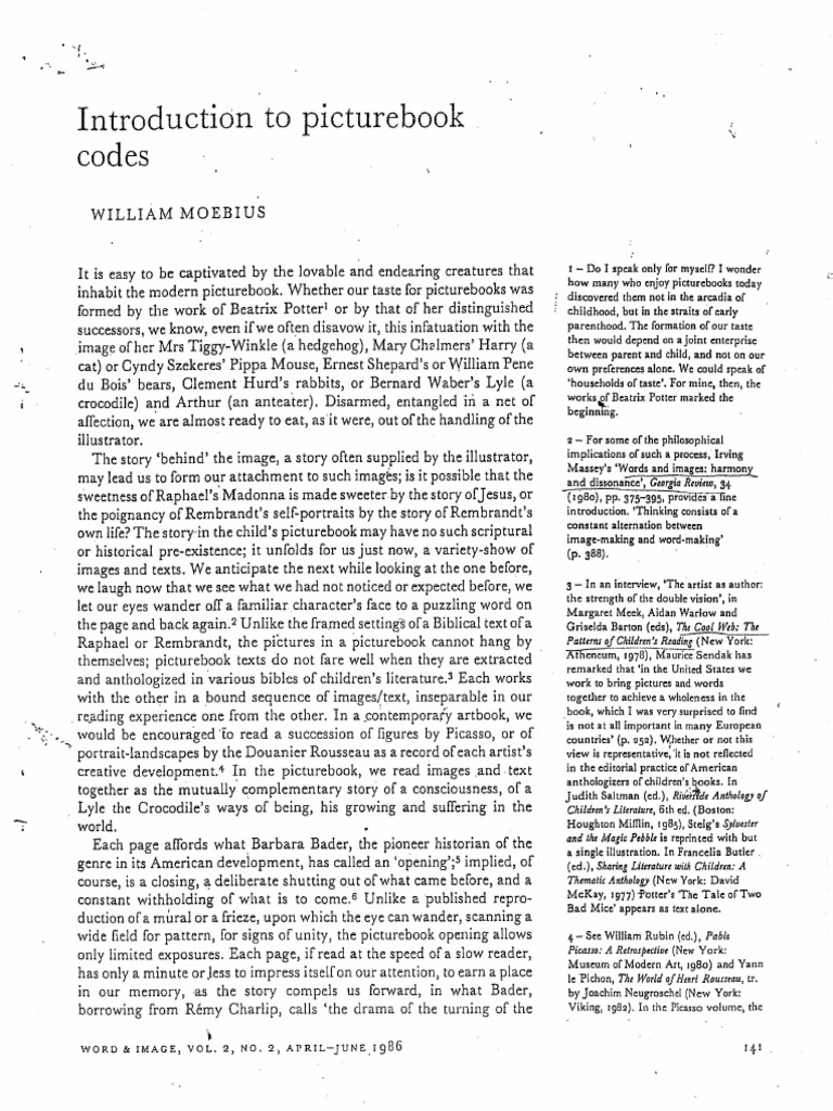 Moebius - Introduction To Picturebook Codes | PDF