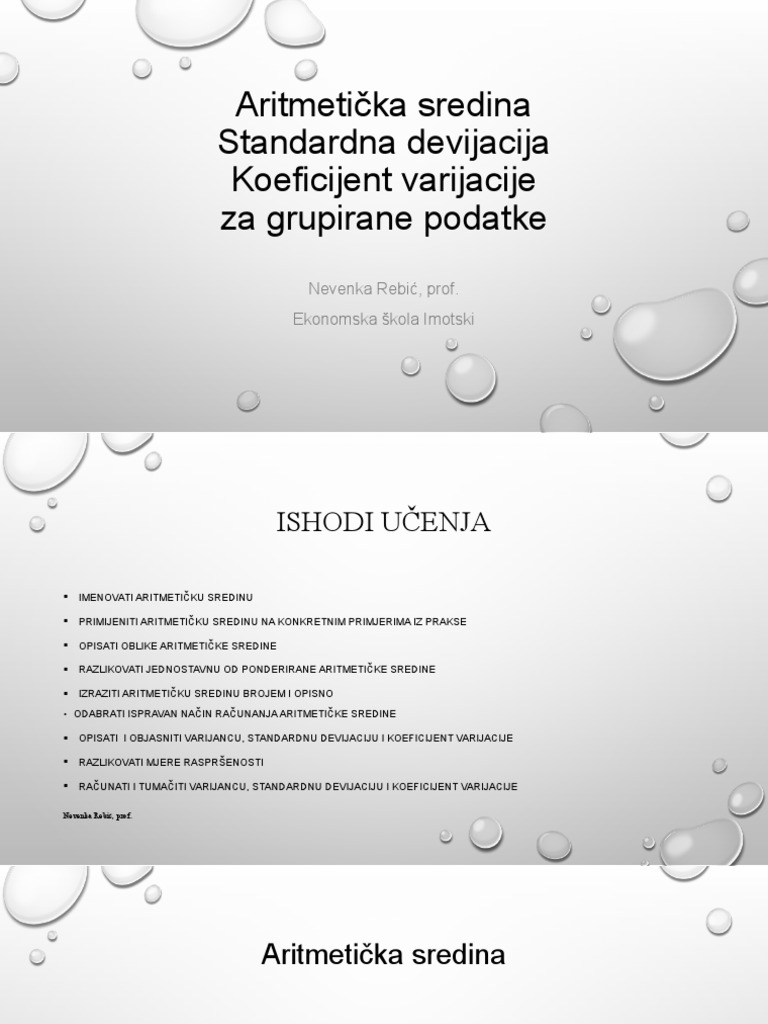 Aritmeticka Sredina, Standardna Devijacija, Koeficijent Varijacije Za ...