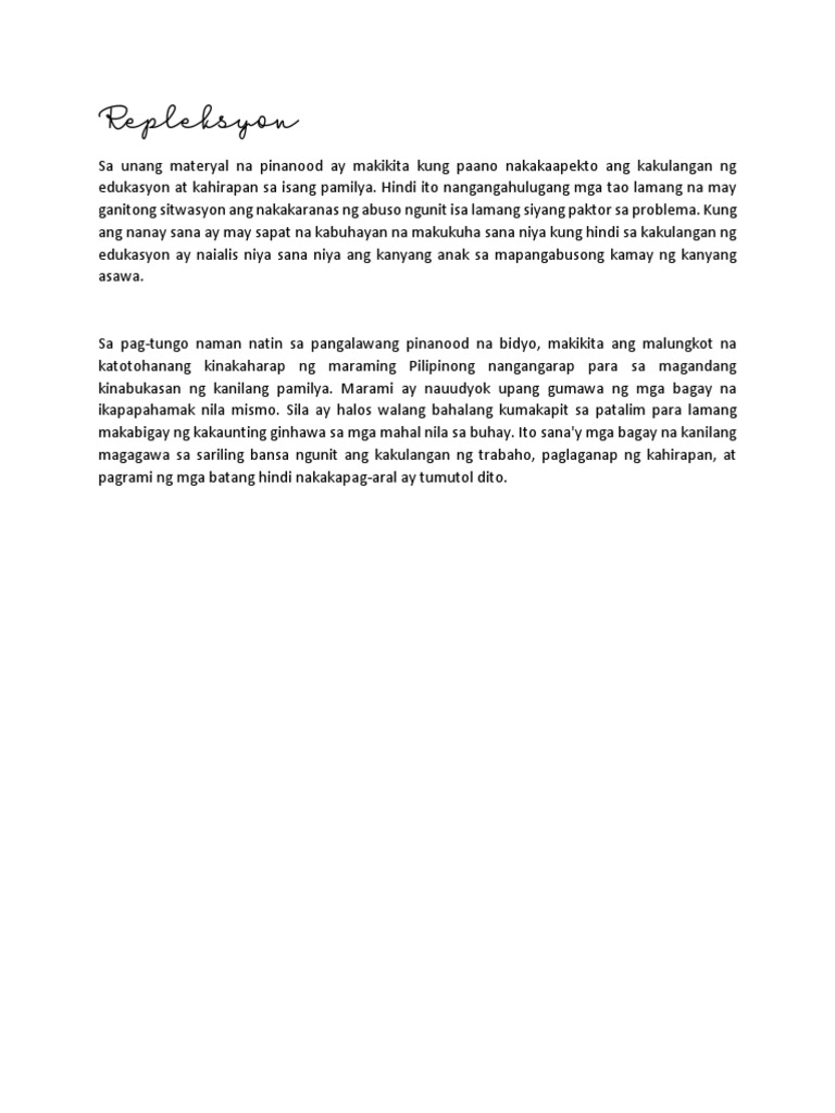 Repleksyon | PDF