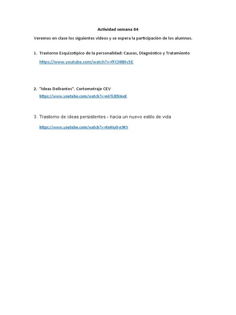 Actividad Semana 04 | PDF | Relaciones personales, crianza y desarrollo ...