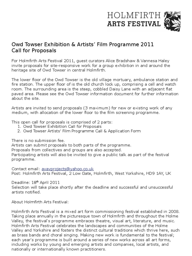 HAF 2011 OWD TOWSER Call For Proposals and Application | PDF