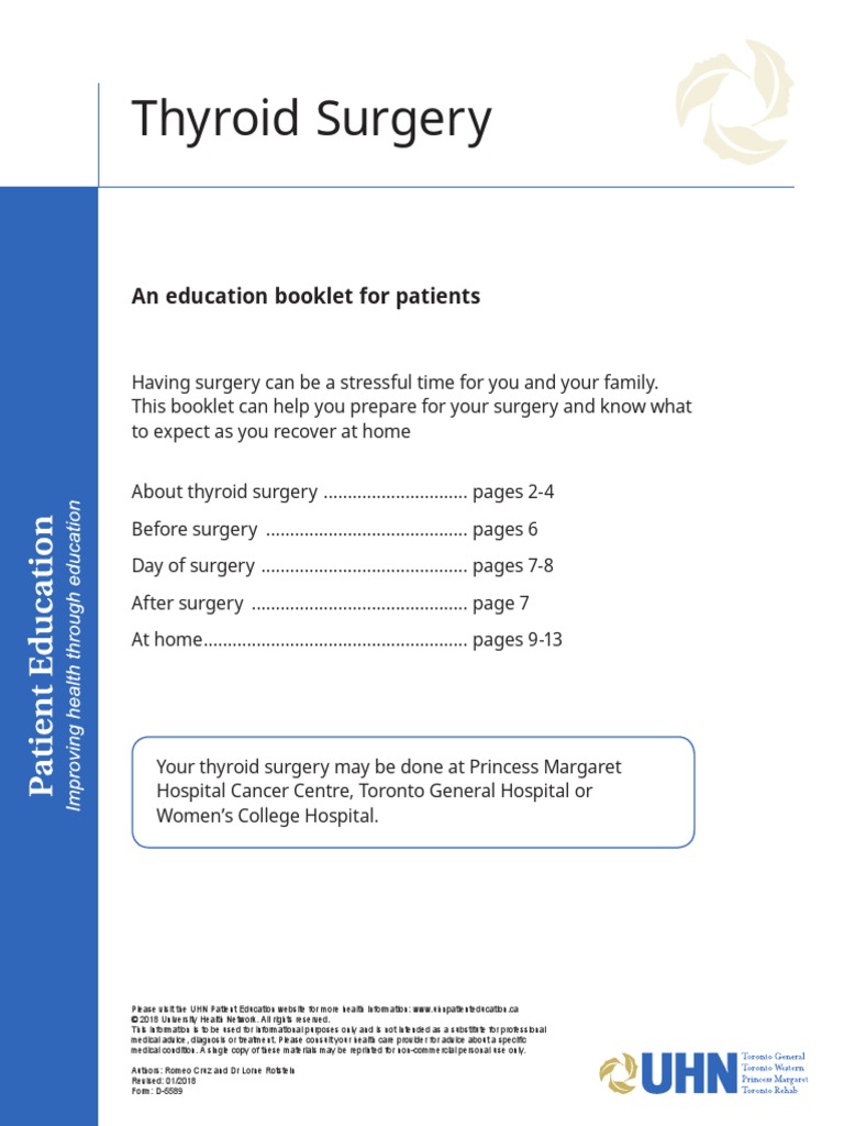 Thyroid Surgery Information Booklet For Patients | PDF | Thyroid ...