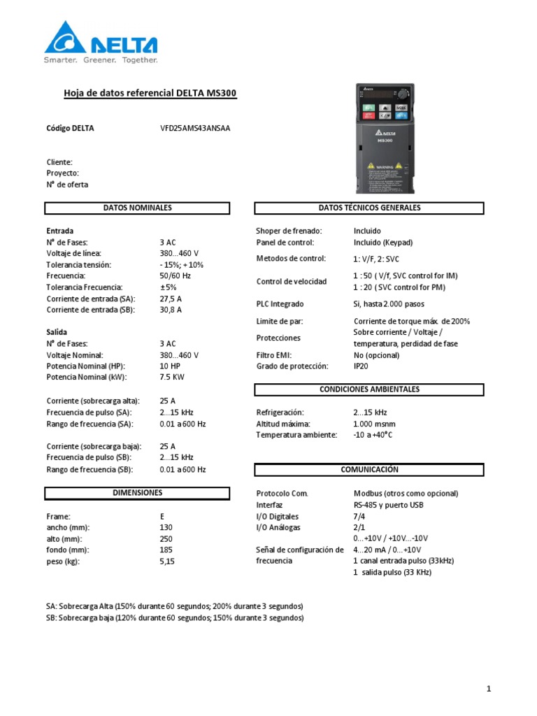 Ficha Técnica VDF 10 HP | PDF | Ingeniería Informática | Electrónica
