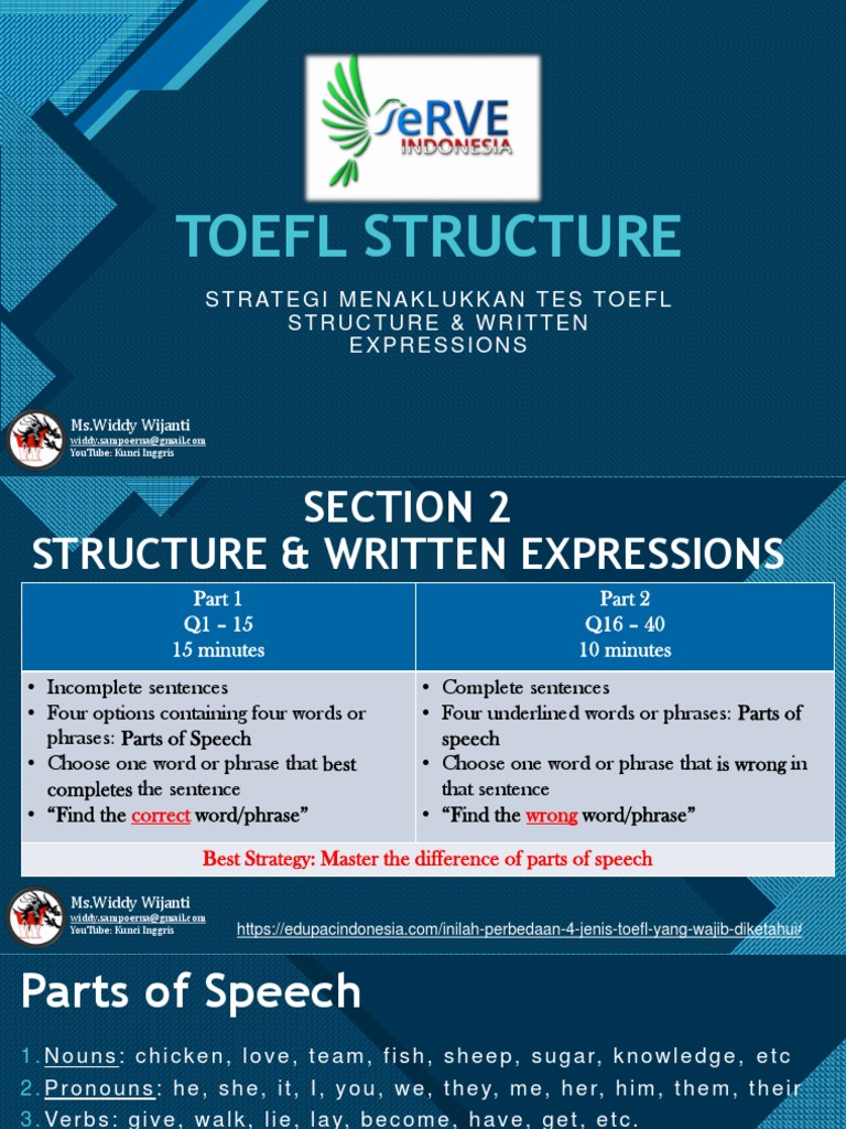 TOEFL Structure | PDF | Part Of Speech | Verb