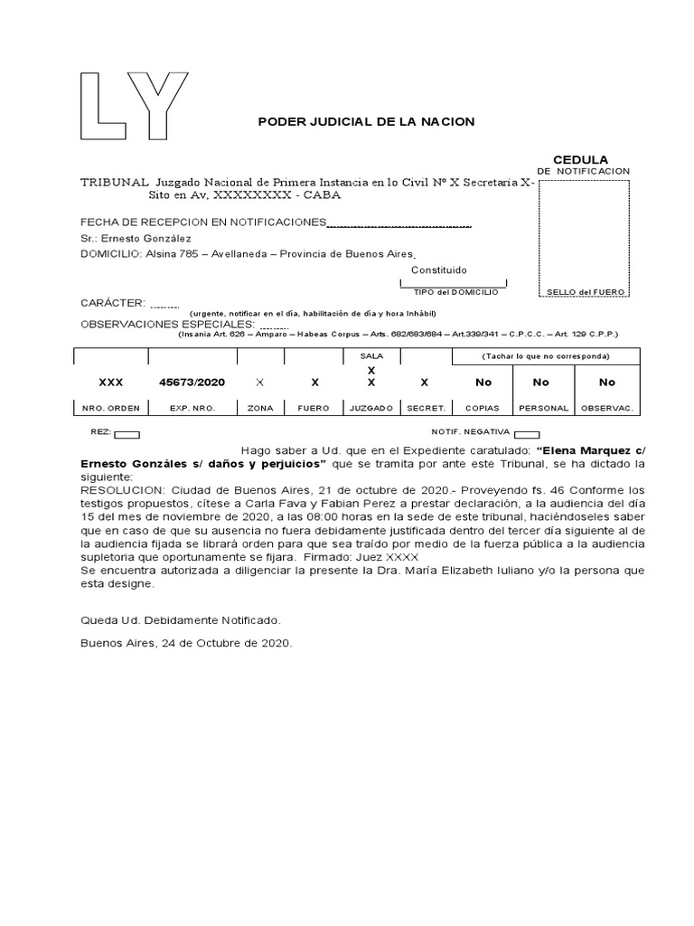 Cedula Ley 22172 | PDF | Judicaturas | Justicia
