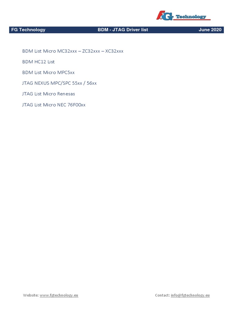 FGTech BDM JTAG DRIVER LIST | PDF | Toyota | Chrysler