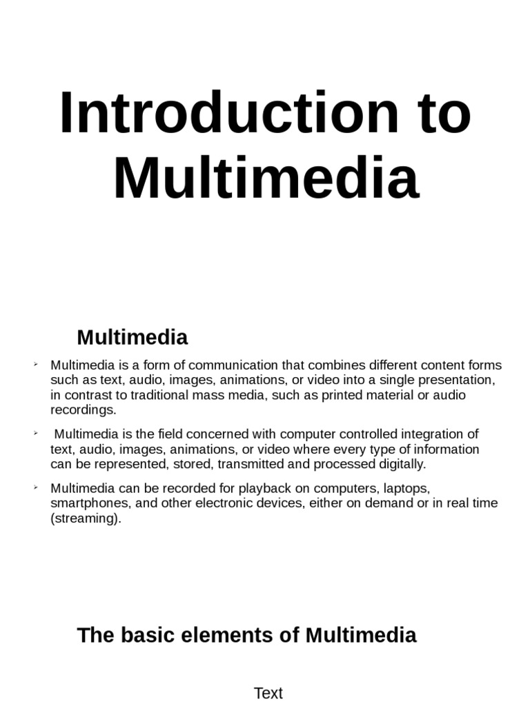 Introduction To Multimedia | PDF | Pixel | Multimedia