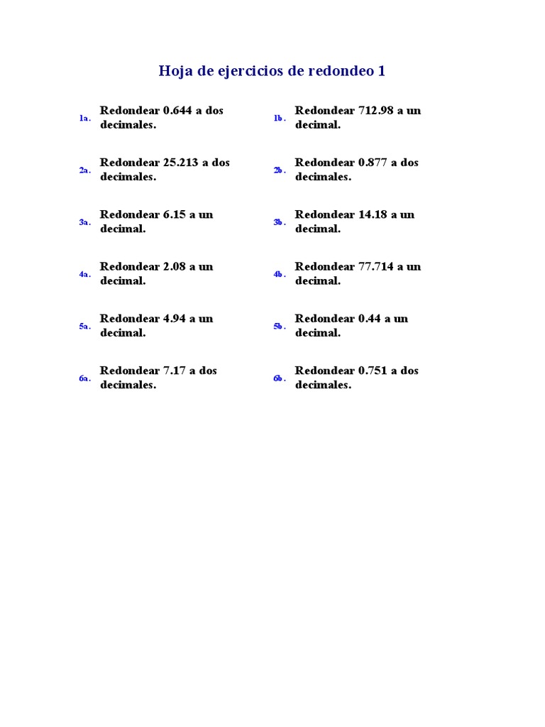 Ejercicios de Redondeo 1 | PDF