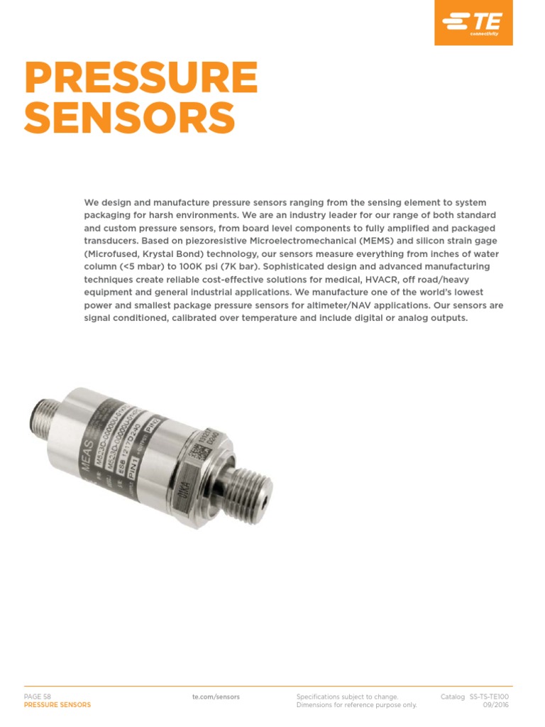 TESS - Pressure Sensors - SS TS TE100 | PDF | Sensor | Analog To ...