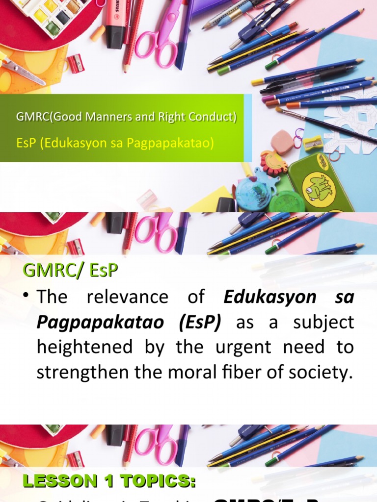 GMRC Lesson 1 - Guidelines, Goals, Scope and Guiding Principles in ...