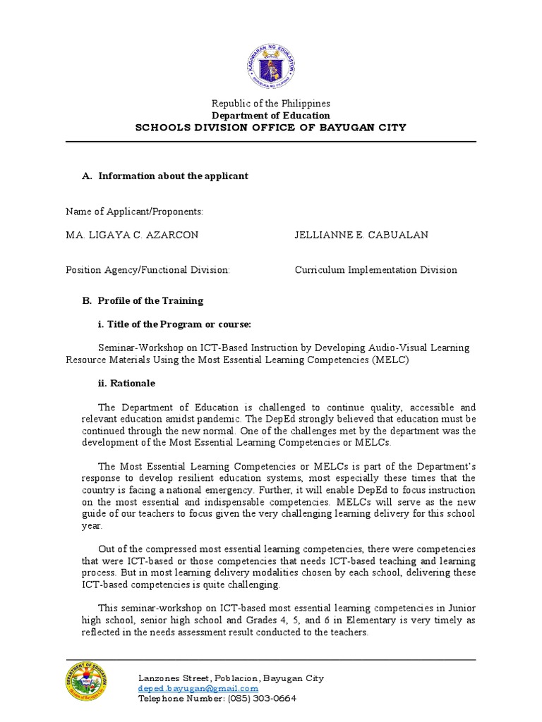 NEAP Training Proposa in ICT-TLE | PDF | Educational Technology | Teachers