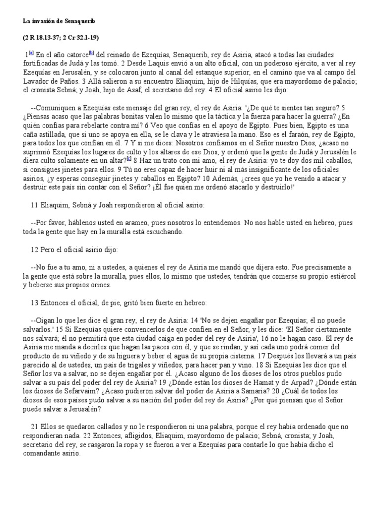 La Invasión de Senaquerib | PDF | Asiria | Isaias