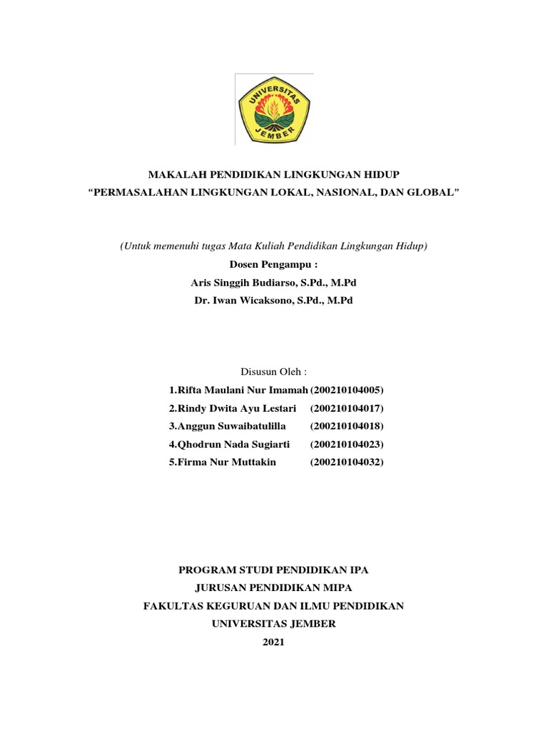A - Kelompok 1 - PLH - Permasalahan Lingkungan Lokal, Nasional, Dan ...